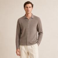 China Men Sweater Knitted Cardigan 100% Mercerized Merino Wool Breathable Anti-shrink Full Button Vintage Style for sale