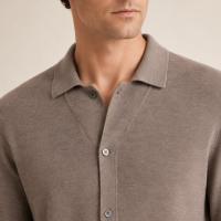 China Men Sweater Knitted Cardigan 100% Mercerized Merino Wool Breathable Anti-shrink Full Button Vintage Style for sale