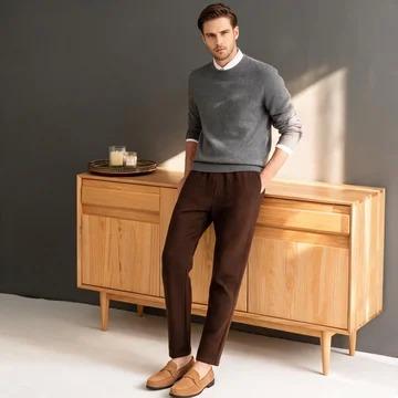 China Men's 100% Wool Pullover Knit Sweater - Breathable 12 GG for Autumn Winter for sale