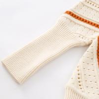 China Custom Women Knit Sweater Long Sleeve Drop Shoulder Striped Jacquard Hollow-out Anti-shrink Knit Pullover for sale