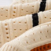 China Custom Women Knit Sweater Long Sleeve Drop Shoulder Striped Jacquard Hollow-out Anti-shrink Knit Pullover for sale