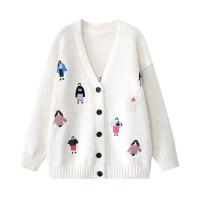 China Women's Knit Cardigan with Anti-Pilling Breathable 12 GG V-neck Casual Sweater for sale
