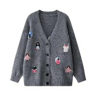 China Women's Knit Cardigan with Anti-Pilling Breathable 12 GG V-neck Casual Sweater for sale