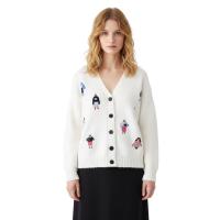 China Women's Knit Cardigan with Anti-Pilling Breathable 12 GG V-neck Casual Sweater for sale