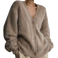 China Women's Cashmere Wool Cardigan with V-Neck and Anti-Pilling Long Sweater Knitwear for sale