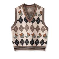 China Custom Anti-Wrinkle Women's Geometric Crop Top Vest Computer Knitted Sweater for sale