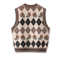 China Custom Anti-Wrinkle Women's Geometric Crop Top Vest Computer Knitted Sweater for sale