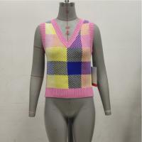 China Custom 100% Cotton Anti-shrink Knitwear Vest for Women with 7 GG Knitted Sweater for sale