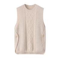 China Solid Color Comfortable Ladies Cashmere Vest 40% Cashmere 60% Wool Breathable Anti-Wrinkle Knitted Twill Vest for sale