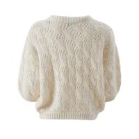 China Women's Crew Neck Puff Sleeve Short Sleeve Pullover Sweater Casual Knit for All Seasons for sale