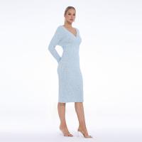 China Breathable Casual Long Sleeve Sweater Dress Knit Midi Dress for Autumn Winter for sale