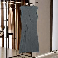 China Luxury Women Sleeveless Washable Knee-Length Woolen Sweater Dress with Crew Neck and Cable for sale