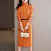 China Custom 7 GG Knitted Women's Sweater Dress with Anti-Wrinkle Turtleneck for Winter for sale