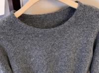 China Breathable Casual Long Sleeve Knit Dress - Women's Crew Neck Sweater Dress with Waist-slimming Design for sale
