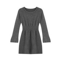China Breathable Casual Long Sleeve Knit Dress - Women's Crew Neck Sweater Dress with Waist-slimming Design for sale