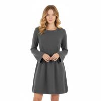 China Breathable Casual Long Sleeve Knit Dress - Women's Crew Neck Sweater Dress with Waist-slimming Design for sale