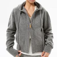 China Women's 100% Wool Zipper Closure Hoodie Cardigan Computer Knitted for Autumn for sale