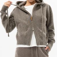 China Women's 100% Wool Zipper Closure Hoodie Cardigan Computer Knitted for Autumn for sale