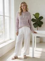 China Oversized Breathable 7G Knit Sweater Pullover for Women with Striped Design for sale