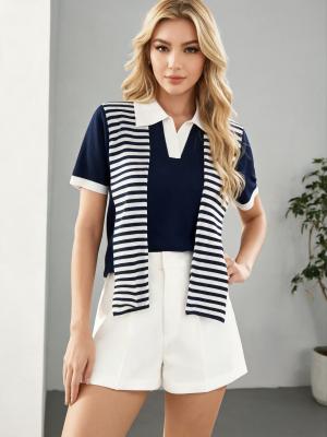 China 14G Computer Knitted Women's Knit Top with Good Elasticity and Soft Fitted Style for sale