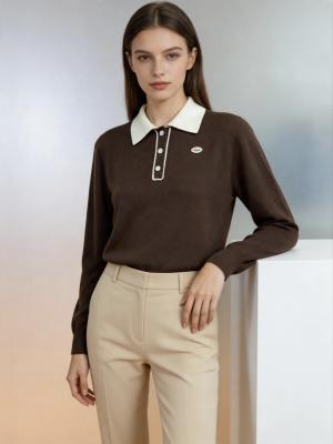 China 14G Computer Knitted Polo Knit Top with Good Elasticity and Embroidered Badge for sale