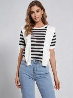 China Breathable 7G Computer Knitted Knit Top Women's Pullover with Shawl Detail for sale