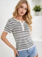 China 7G Striped Breathable Knit Top Women's Pullover with Nice Drape for sale