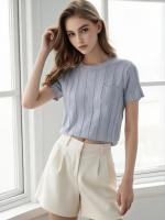 China 14G Computer Knitted Women's Knit Top with Good Elasticity and Wrinkle-Resistant Fitted Pullover for sale