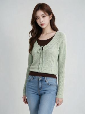 China 12G Computer Knitted Knit Top with Good Elasticity and Soft Texture for Women for sale