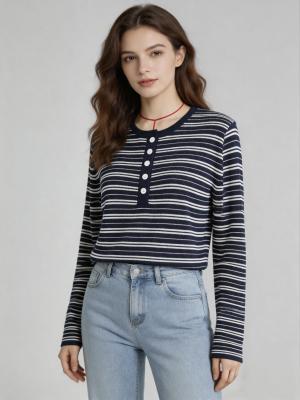 China Breathable 7G Gauge Computer Knitted Women's Knit Top Pullover for sale