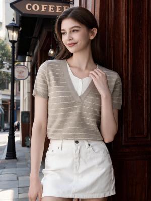 China Women's 14G Computer Knitted Wrinkle-resistant Knit Top Pullover for sale