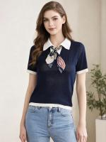 China Women's 14G Computer Knitted Knit Top Pullover with Lyocell Linen Polyester Viscose Blend for sale