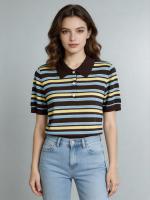 China Women's 16G Breathable Computer Knitted Polo Top Knit Pullover for sale