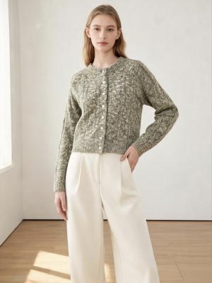 China Women's Lightweight Wool+Recycled Polyester Cardigan with Excellent Warmth Retention for sale