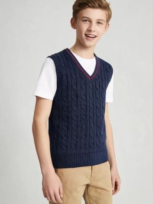 China Boys Cotton Fitted Soft V-Neck Sweater Vest Computer Knitted for Children for sale