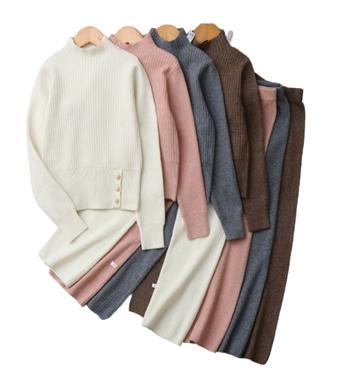 China Oversized Style Polyester Cotton Computer Knitted Suit for Teenage Girls Casual Boutique Wear for sale