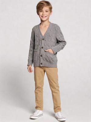 China Oversized Cotton Cardigan Soft Knitwear Sweater with V-Neck and Pockets for sale