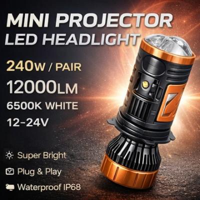China New 240W 12000LM Super Bright H4 Car LED Headlight Bulb Mini Projector 6500K Universal Fitment SUVs Trucks 12-24V for sale