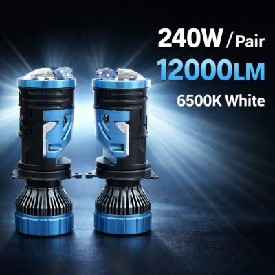 China Super High Power 120w LED Headlight Bulb 12000LM Brightness H4 Projector Universal Fitment 12V 24V White Light 6500K Color for sale