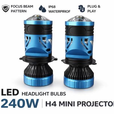 China 120W H4 Projector Lens LED Headlight Bulb 6500K White Aluminum Canbus 12V 24V Universal Auto Lighting System for Cars Truck for sale