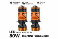 China 160W Pair H4 Mini Projector  LED Headlight Bulb 6500K Canbus Auto Lamp Plug & Play for Cars SUVs Trucks 12V-24V OEM for sale