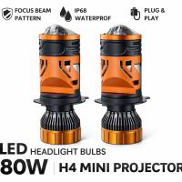 China Super High Power 80w LED Headlight Bulb 12000LM Brightness H4 Projector Universal Fitment 12V 24V White Light 6500K Color for sale