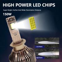 China New 300W 27000LM 6500K IP68 Waterproof Gold Universal Fitment 12V/24V LED Car Headlight Bulbs for H1 2-Years Warranty for sale