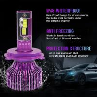 China New Design Purple Color 6500K 300W 20000LM IP68 Waterproof Universal Fitment 12V/24V LED Car Headlight Bulbs for H4 for sale