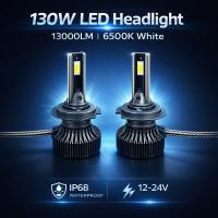 China 130W 13000LM H7 Car LED Headlight Bulbs 6500K New Long Lifespan Cooling Fan 12-24V Universal Fitment OEM/ODM for sale