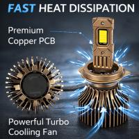 China 300W 27000LM New Design 6500K Full Capacity 12-24V IP68 Waterproof Gold LED Car Headlight Bulbs for H7 2-Year Warranty Universal for sale