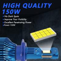 China New 300W 27000LM 6500K Blue IP68 Waterproof LED Car Headlight Bulbs 12V/24V for H7 2-Year Warranty OEM/ODM for sale