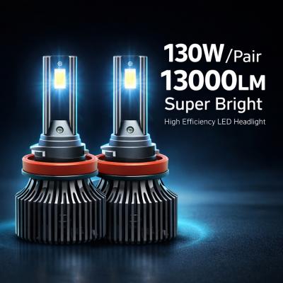 China New 130W 13000LM H11 Car LED Headlight Bulbs 6500K Auto Headlamp Long Lifespan 12-24V Universal Fitment OEM/ODM for sale