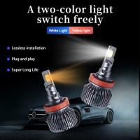 China New Super Bright Auto Car Headlamp Auto Lighting Systems H11 Double Color Led Headlight Bulb for sale