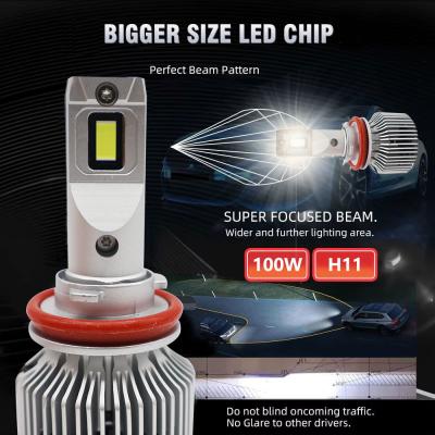 China New 200W 20000LM 6500K H11 Car LED Headlights High Brightness Plug Play Cooling Fan 12V/24V Aluminum+Brass Universal 2-year for sale